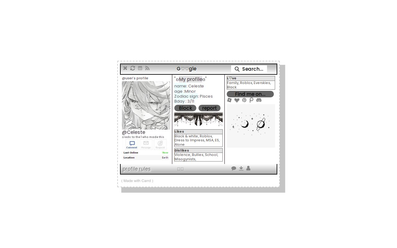 Black & white social site